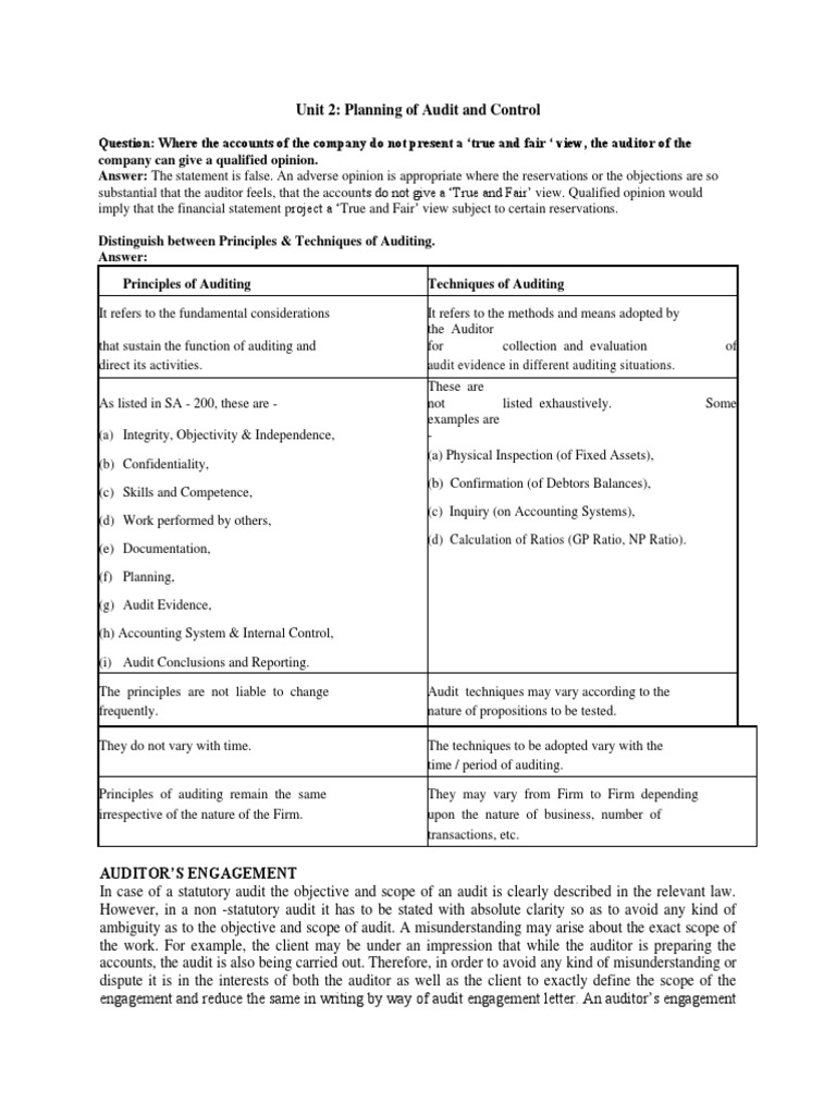 Unit 2 Audit Procedure & Techniques PDF | PDF | Financial Audit ...