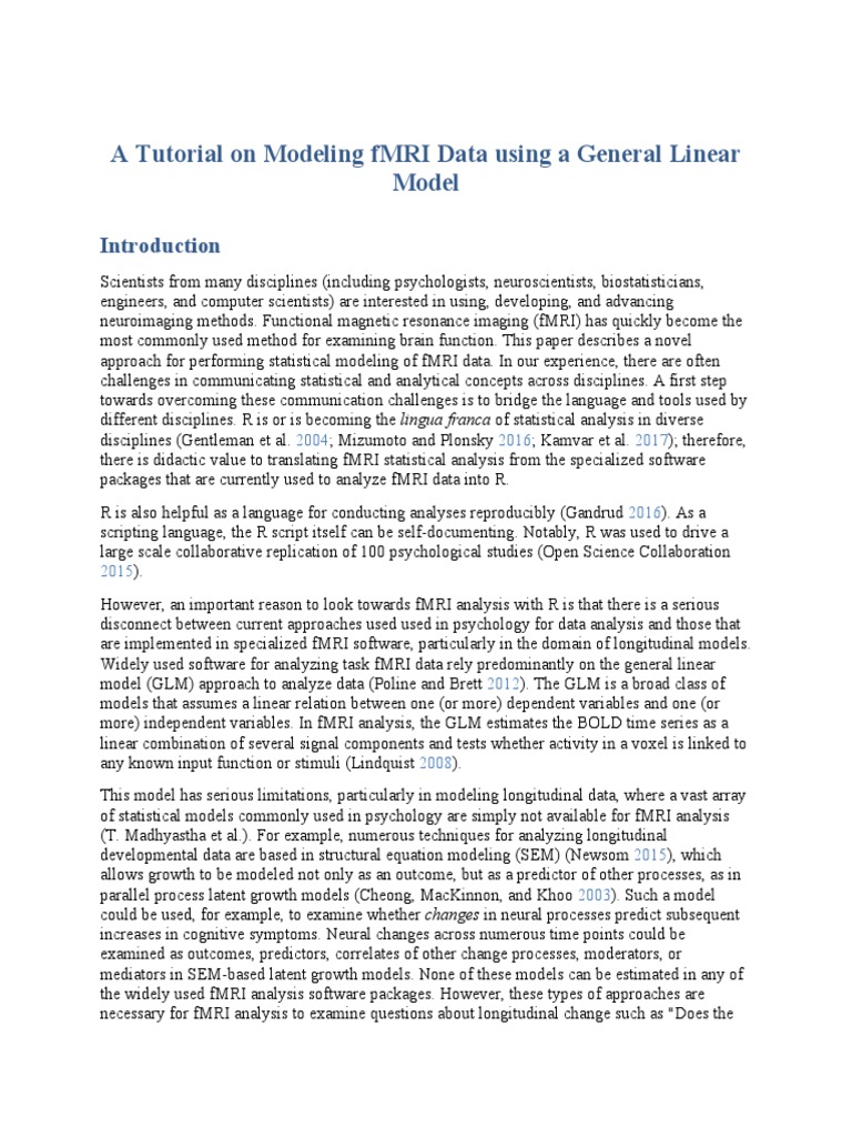 A Tutorial On Modeling fMRI Data Using A General Linear Model | PDF ...