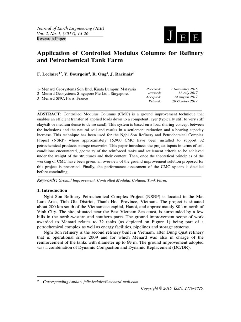 Application of Controlled Modulus Columns For Refinery and ...