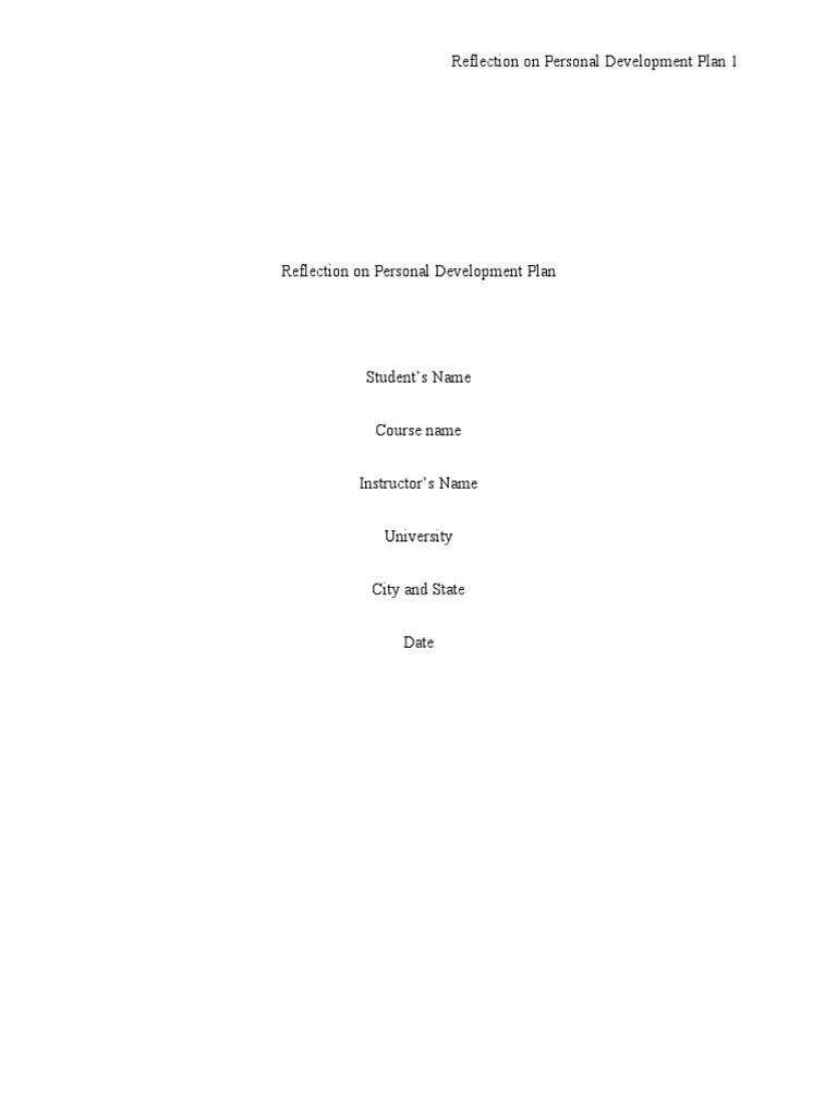 Personal Development Plan Reflection | PDF | Mentorship | Goal