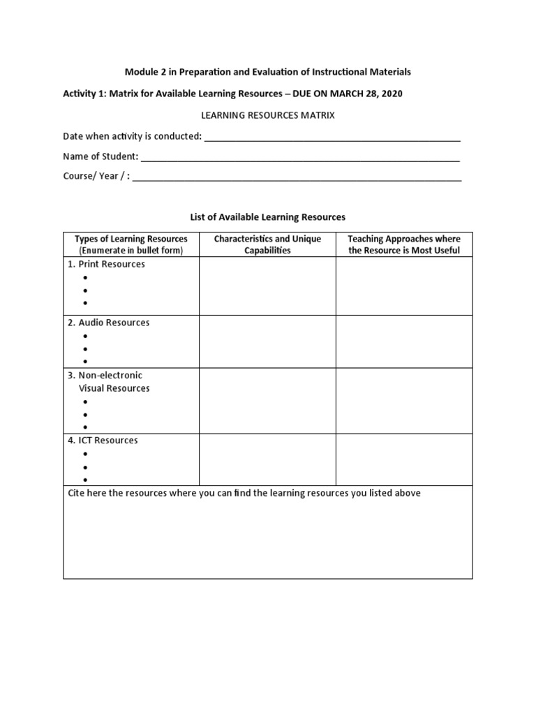 Module 2 in Preparation and Evaluation of Instructional Materials ...