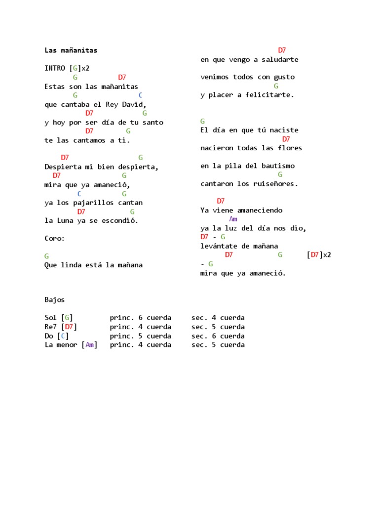 Las Mañanitas Acordes | PDF