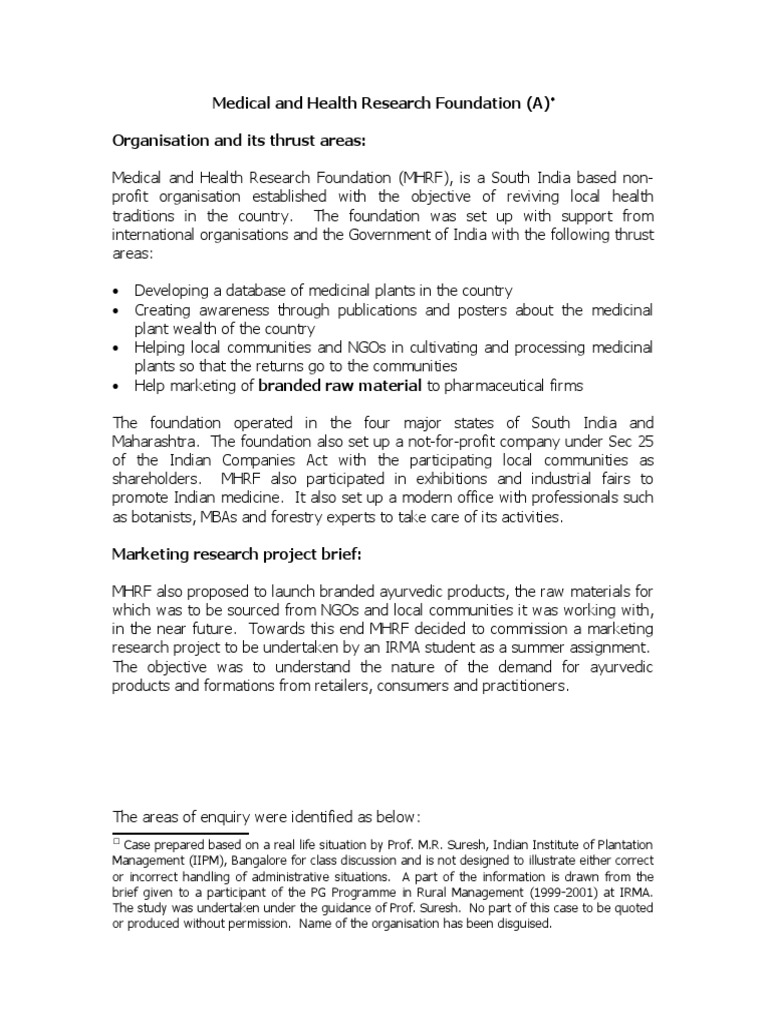 Ayurvedic Market Research Proposal | PDF | Ayurveda | Marketing