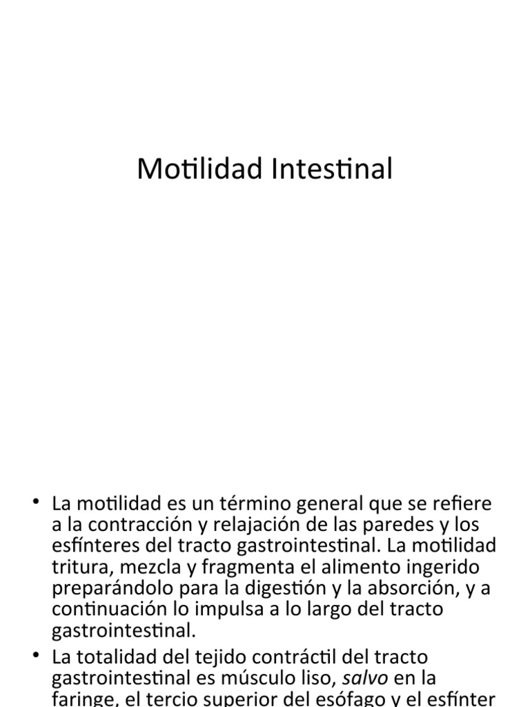 Clase No 09 Motilidad Intestinal | PDF | Estómago | Esófago