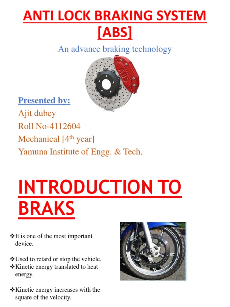 Anti Lock Braking System (ABS) : An Advance Braking Technology | PDF ...