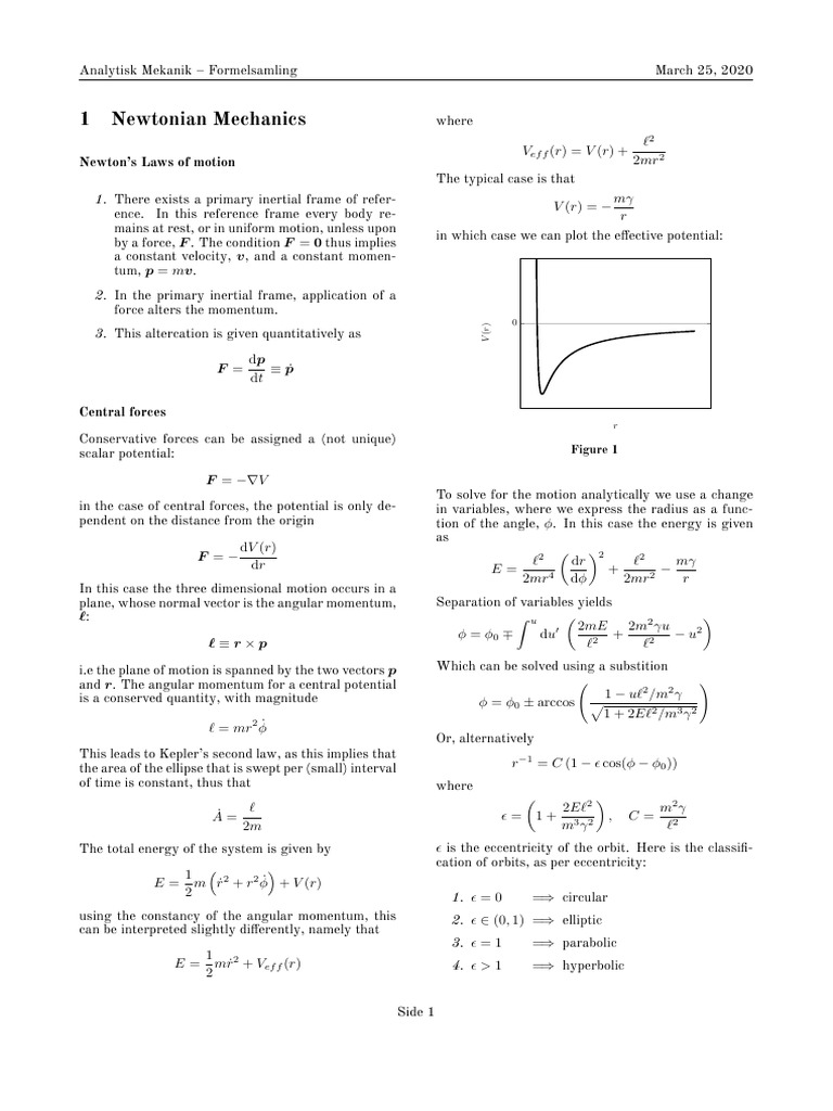 Analytical Mechanics - Summary | PDF | Lagrangian Mechanics | Hamiltonian Mechanics