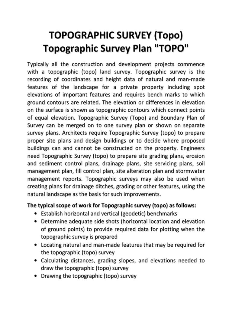 Topo TOPOGRAPHIC SURVEY.25201217 PDF | PDF | Surveying | Topography