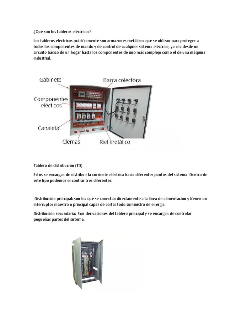 Tipos y funciones de tableros eléctricos | PDF
