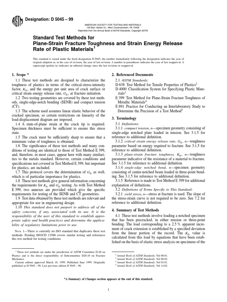 Plane-Strain Fracture Toughness and Strain Energy Release Rate of ...