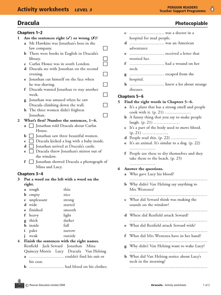 Worksheets - Dracula | PDF | Abraham Van Helsing | Mina Harker