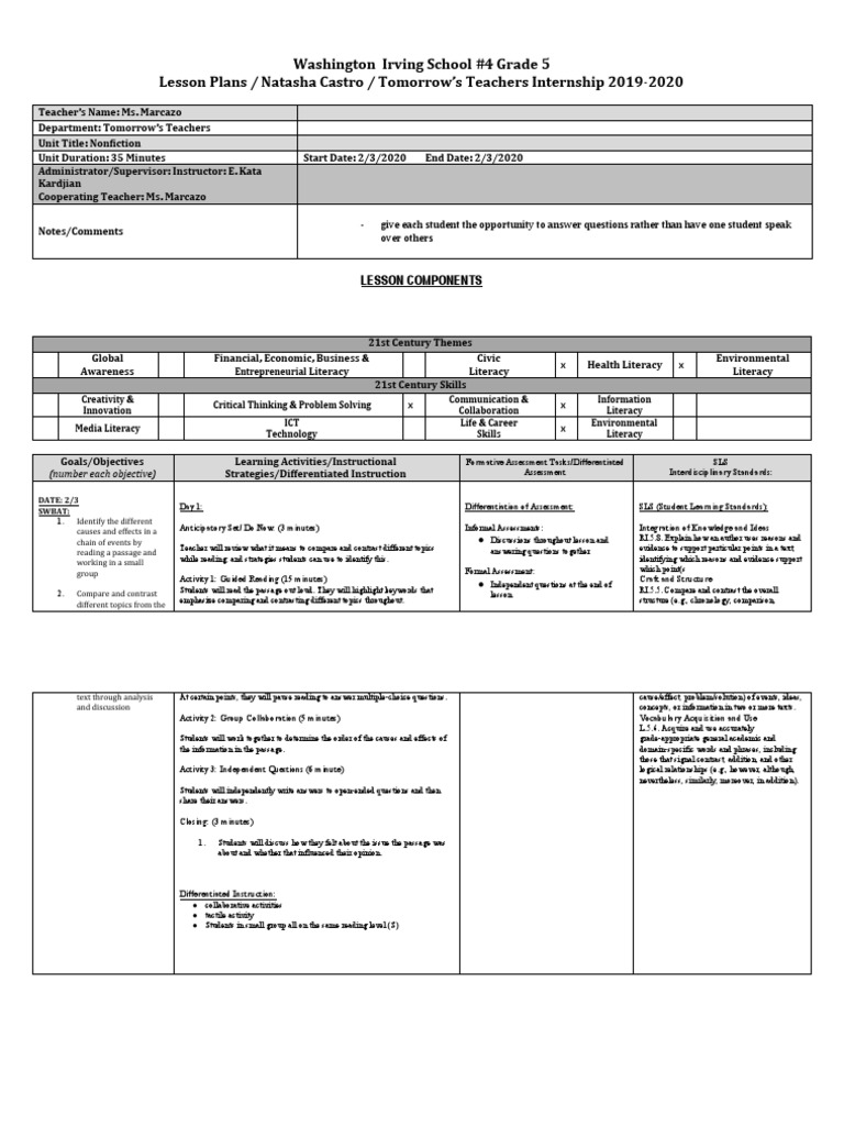 LP Natasha C | PDF | Literacy | Differentiated Instruction