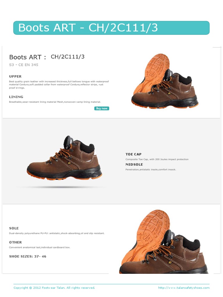 TalanSafetyShoe CH 2C111 PDF | PDF | Shoe | Human Body