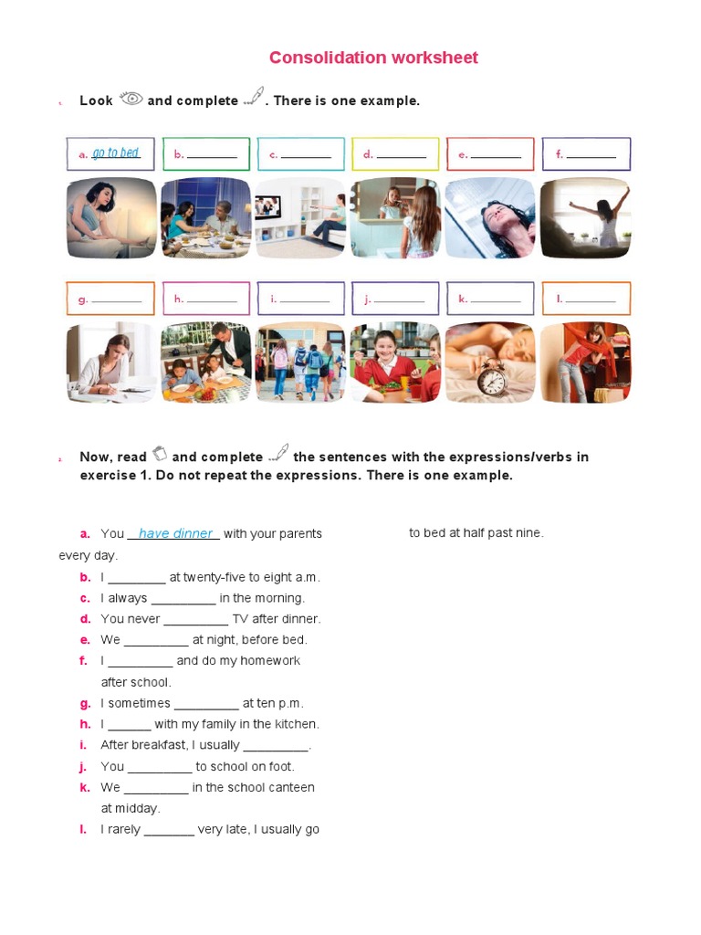 Consolidation Worksheet: Look and Complete - There Is One Example | PDF
