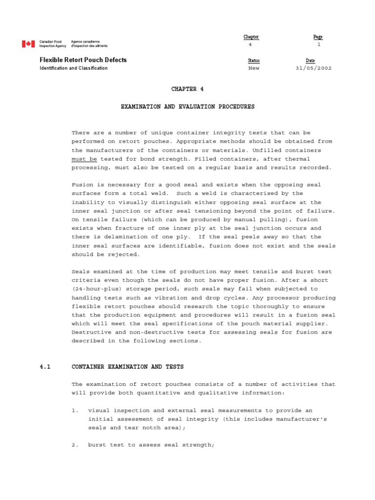 Flexible Retort Pouch Defects | PDF | Buoyancy | Pressure
