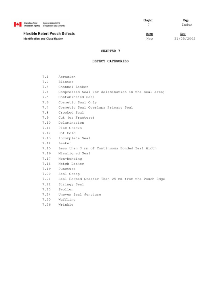Flexible Retort Pouch Defect Types | PDF | Leak | Materials