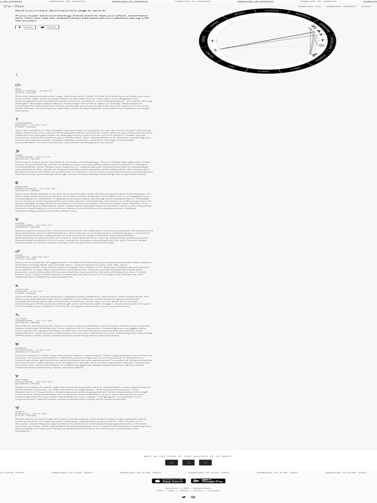 Free Natal Chart - Co - Star - Hyper-Personalized, Real-Time Horoscopes ...