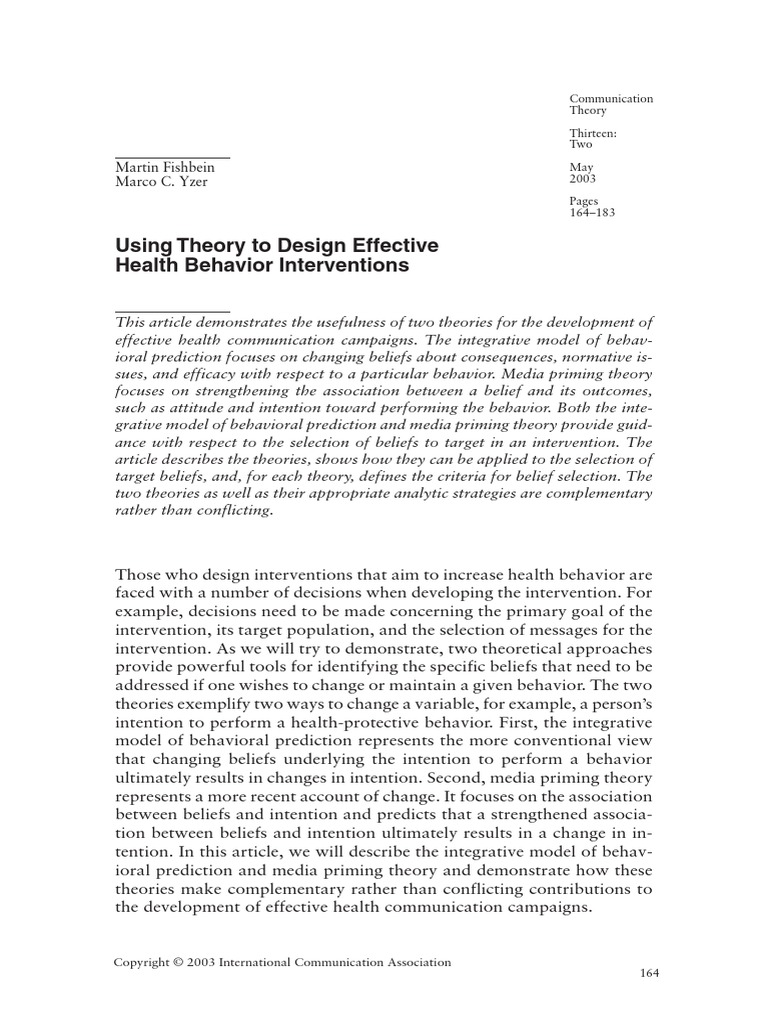 Using Theory To Design Effective Health Behavior Interventions | PDF ...