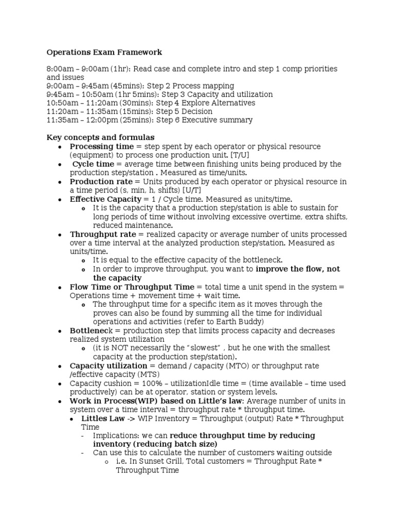 Operations Cheat Sheet | PDF | Inventory | Supply Chain