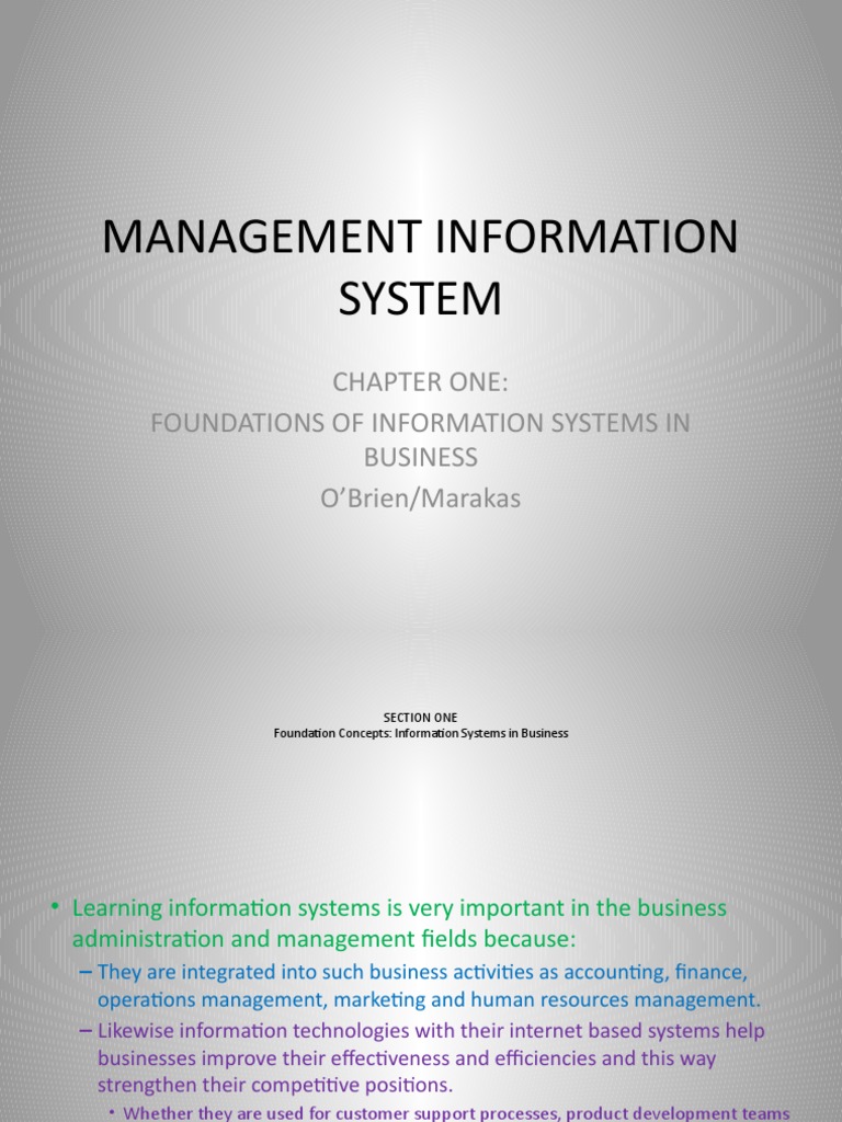 Management Information System: Chapter One: Foundations of Information ...