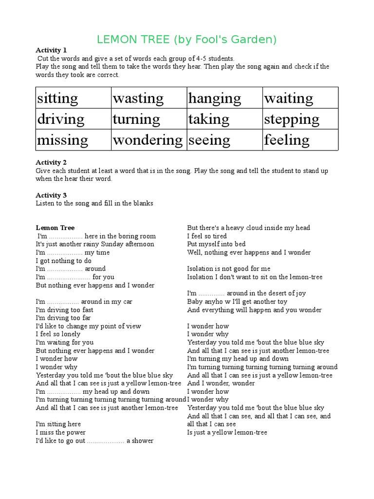 Cut Out Activity Lemon Tree | PDF