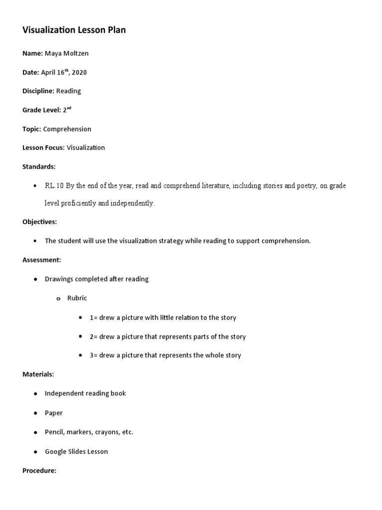 Visualization Lesson Plan | PDF