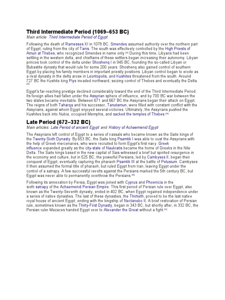 Third Intermediate Period of Egypt | PDF | Ancient Egypt | Achaemenid ...