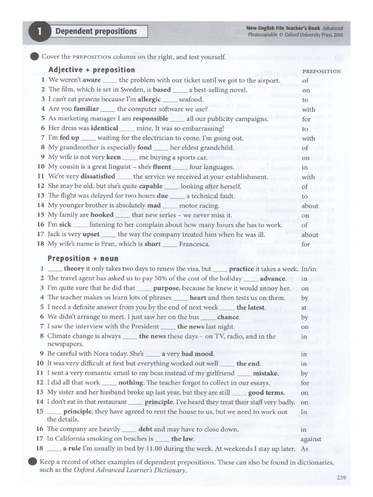 Dependent Prepositions | PDF