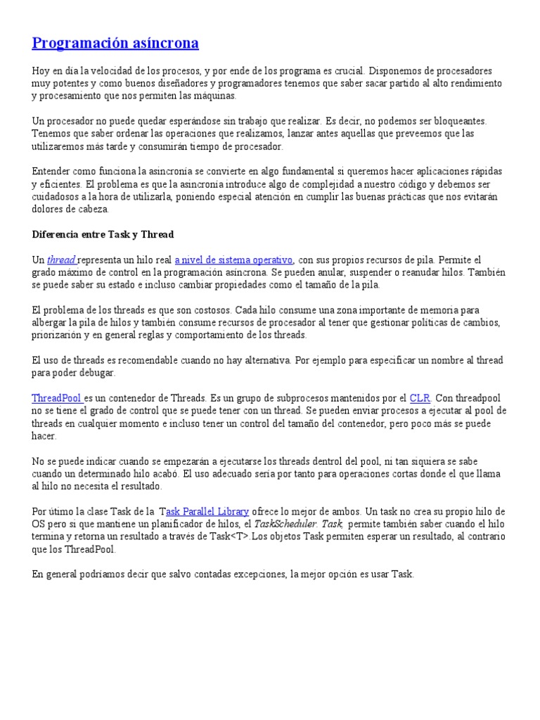 Programación Asincrona | PDF | Hilo (Computación) | Objeto (informática)