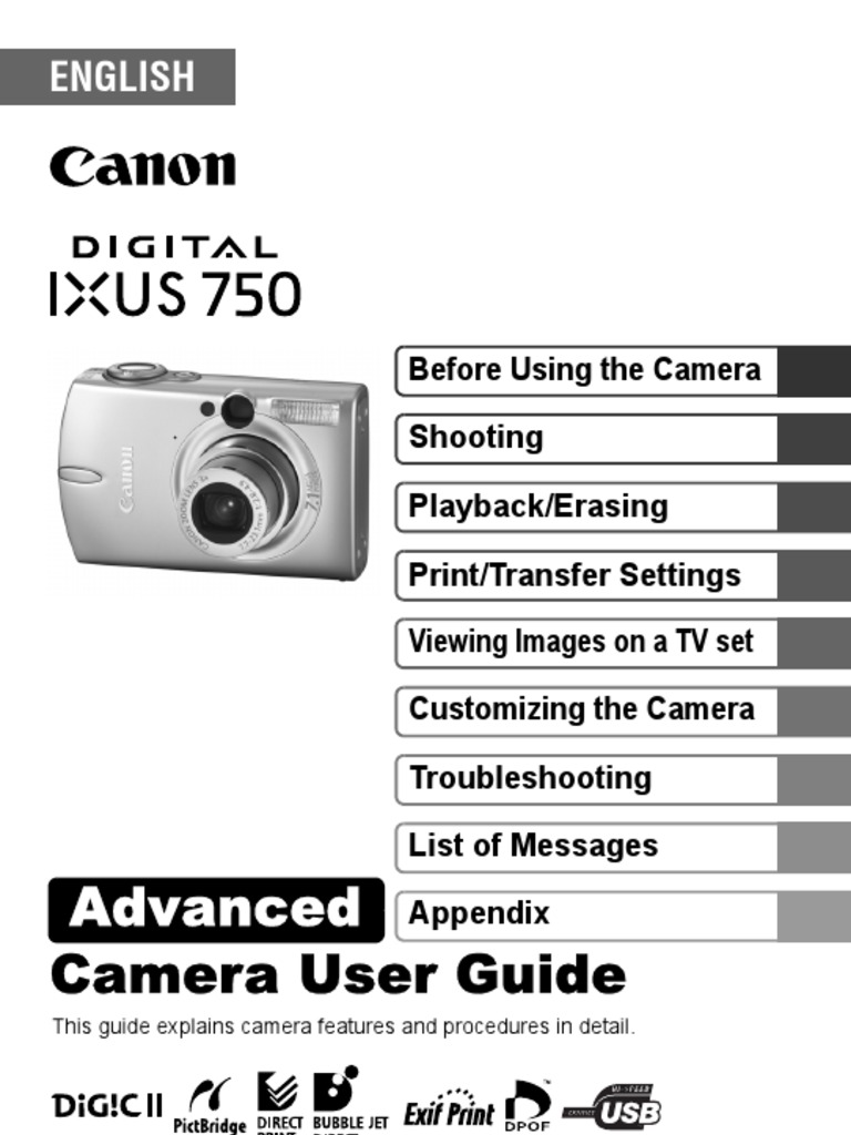 Digital IXUS 750 Advanced Camera User Guide EN PDF | PDF | Exposure ...