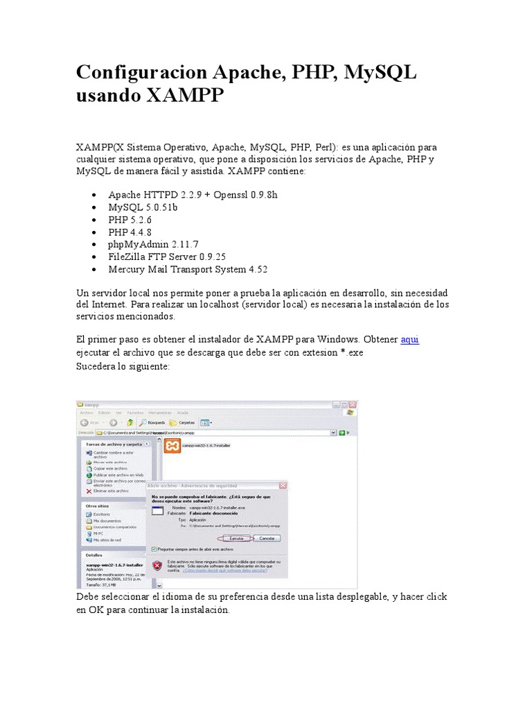 Configuracion Apache PHP MySQL Usando XAMPP | PDF | Software de red basado en protocolo de ...
