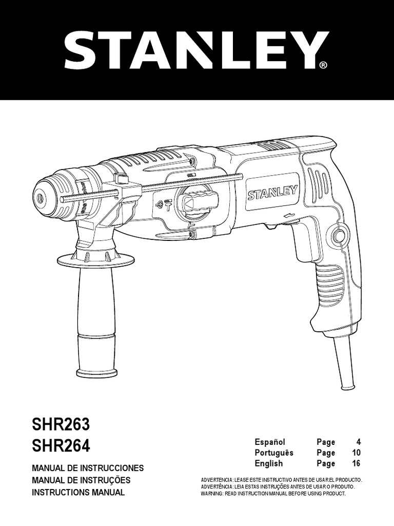 Manual de instrucciones para rotomartillos SDS Plus SHR263/SHR264 | PDF | Perforar | Herramientas