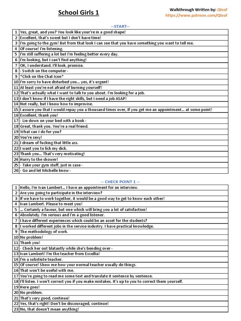 School Girls 1 Walkthrough | PDF