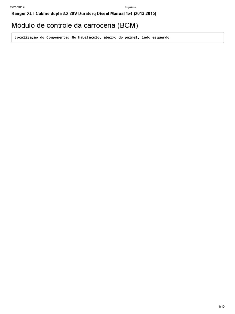 Ranger XLT 3.2 (2013-2015) - Módulo de Controle Da Carroceria (BCM ...