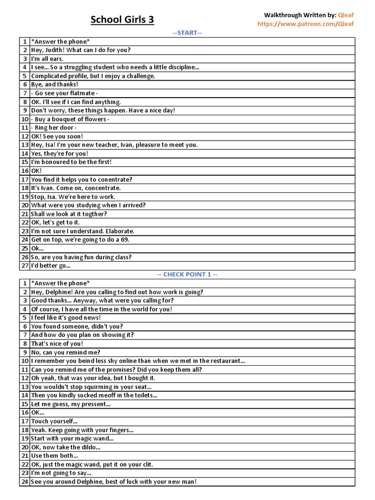 School Girls 3 Walkthrough | PDF