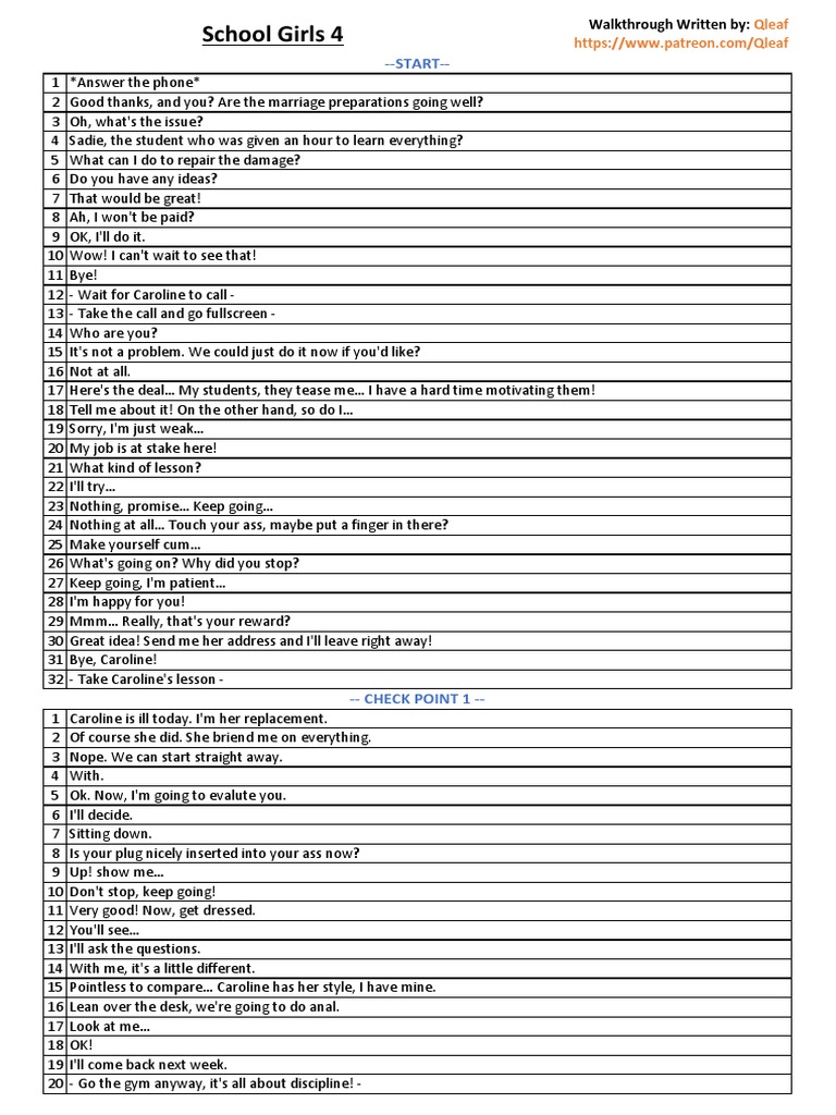 School Girls 4 Walkthrough | PDF