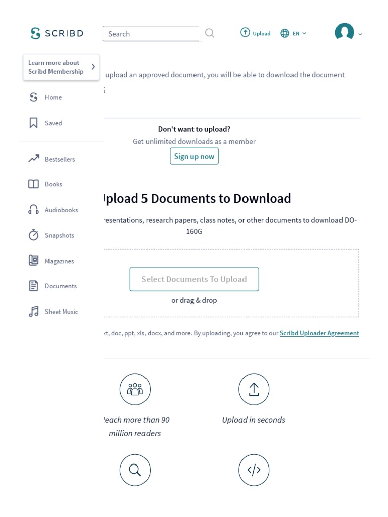 Upload 5 Documents To Download: Search | Download Free PDF | Scribd | Mass Media