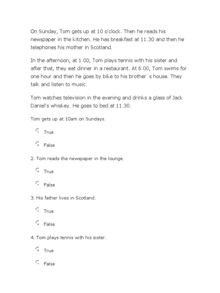 Ejercicios True or False para Clase | PDF