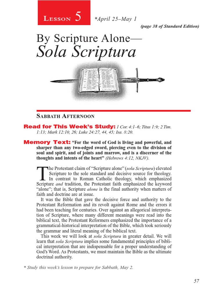 Sola Scriptura: by Scripture Alone | PDF | Sola Scriptura | New Testament