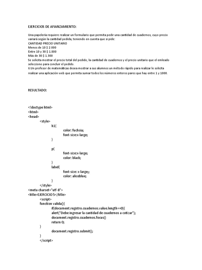 Ejercicios PHP Papeleria | PDF