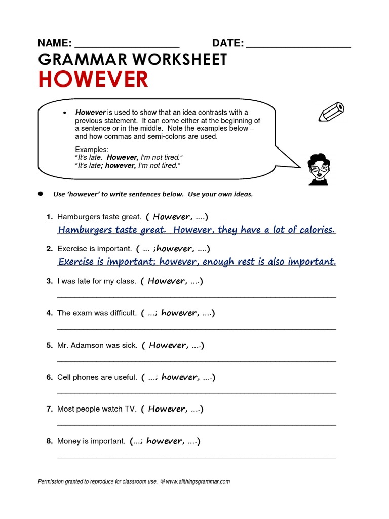 Atg Worksheet However | PDF | Language Mechanics
