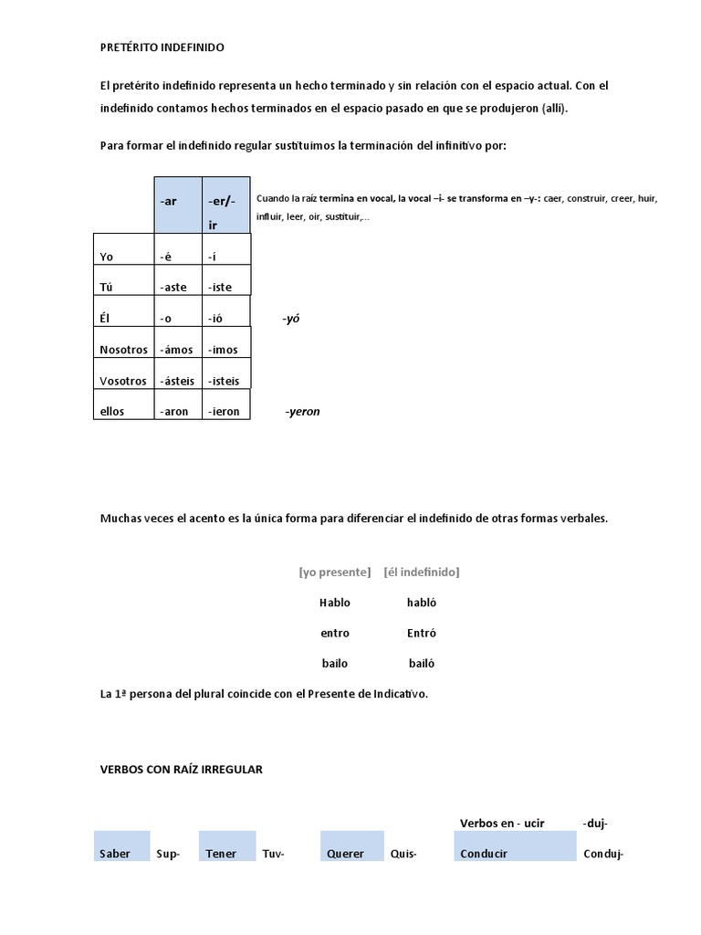 Pretérito Indefinido y Perfecto | PDF | Verbo | Idiomas
