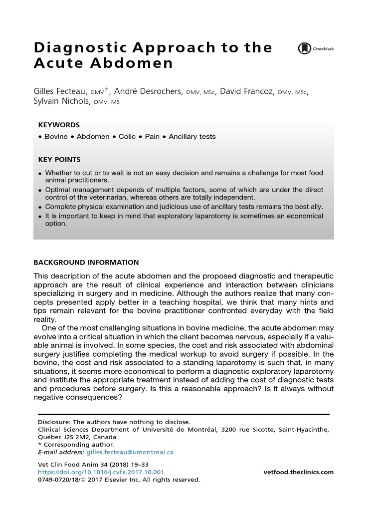 2018 Diagnostic Approach To The Acute Abdomen | PDF | Medical Diagnosis ...