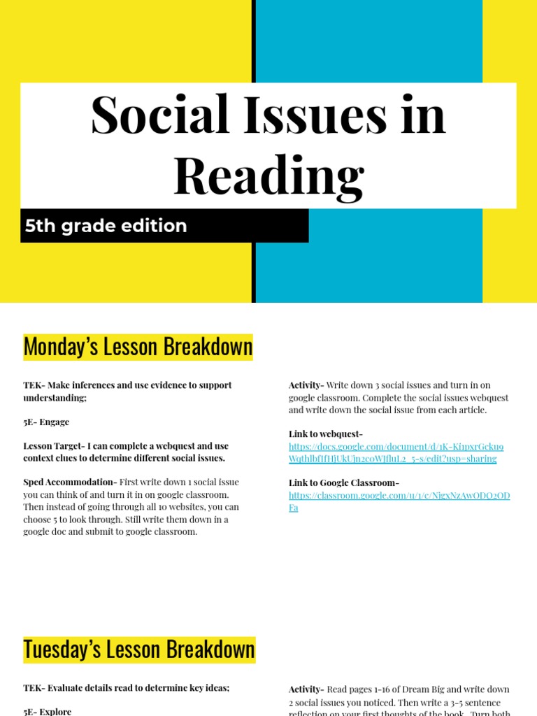 5th Grade Social Issues Lesson Plan | PDF | Behavior Modification ...