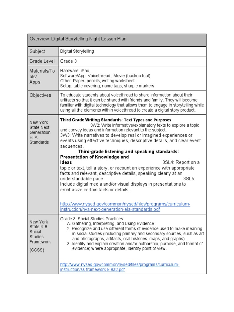 Digital Storytelling Lesson Plan | PDF | Storytelling | Teachers