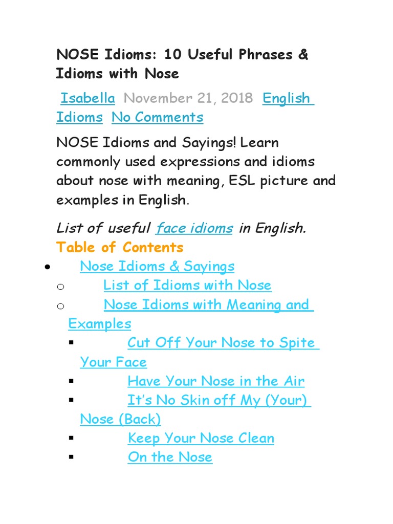 NOSE Idioms | PDF | Idiom