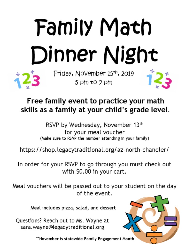 Family Math Dinner Night | PDF