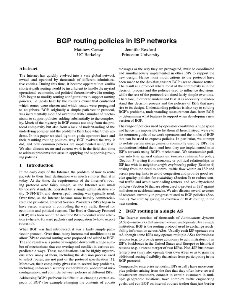 BGP Routing Policies | PDF