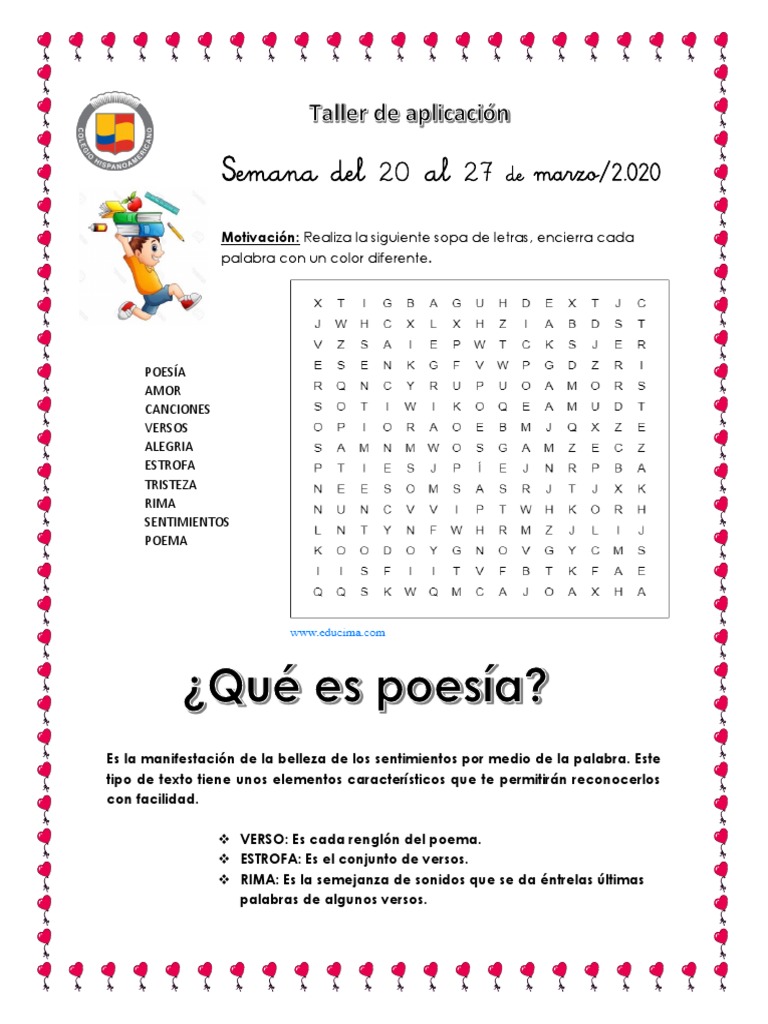 TALLER DE APLICACIÓN Lengua Poesia | PDF | Poesía | Sustantivo