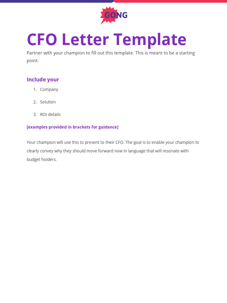 CFO Letter Template: Include Your | PDF | Business | Economies