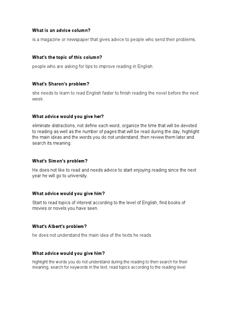 Understanding Advice Columns | PDF